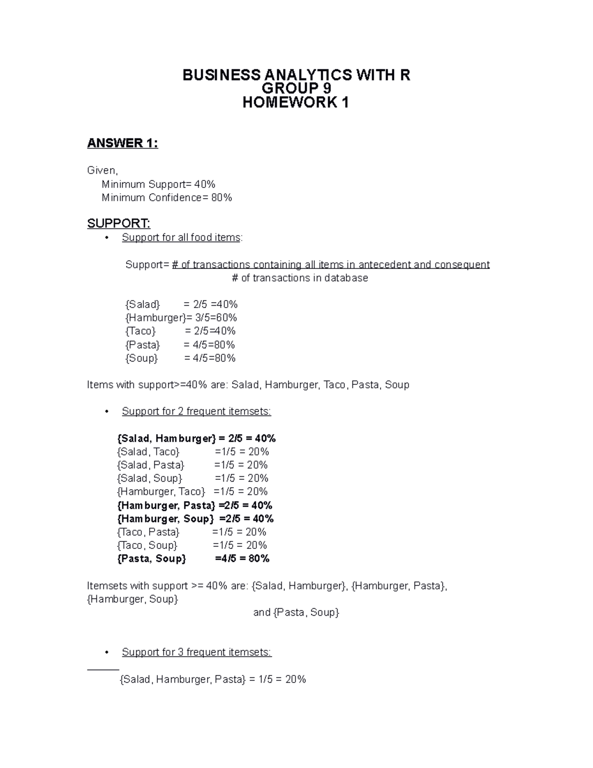 HW 1 - Homework-1 - BUSINESS ANALYTICS WITH R GROUP 9 HOMEWORK 1 ANSWER ...