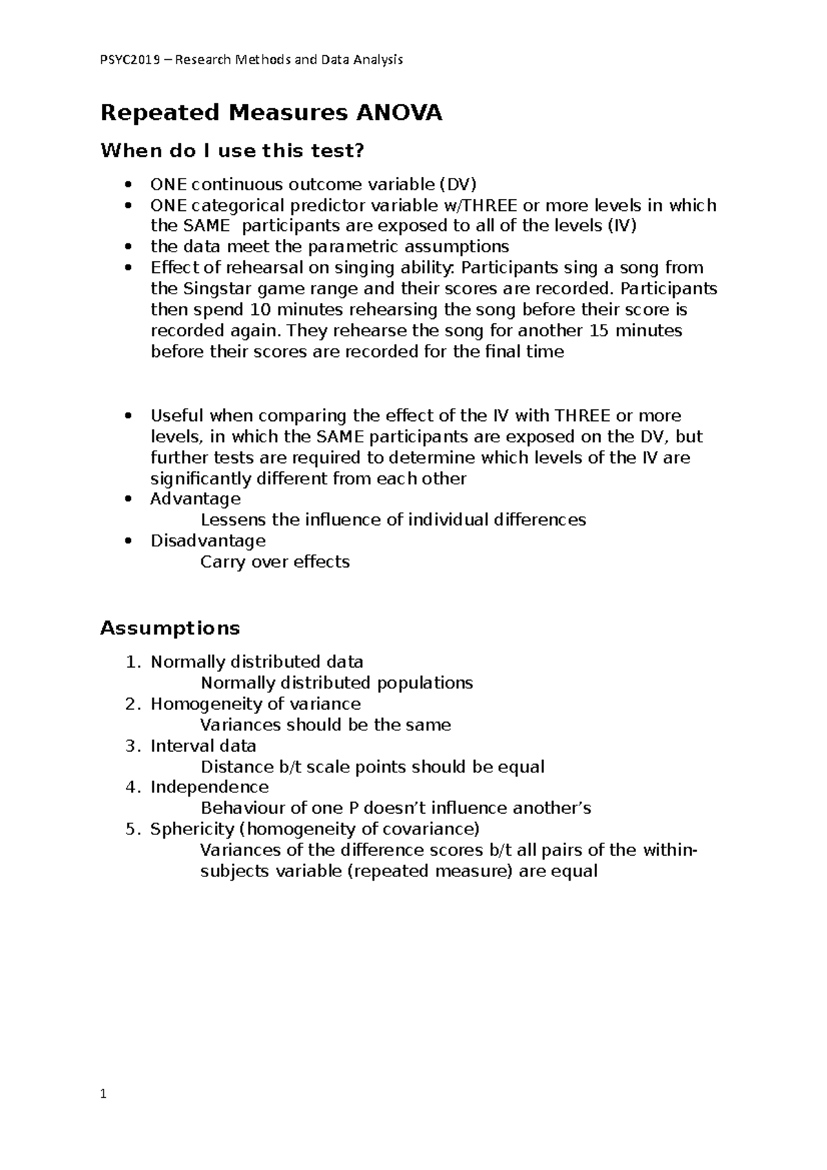 Repeated measures Anova - Repeated Measures ANOVA When do I use this ...