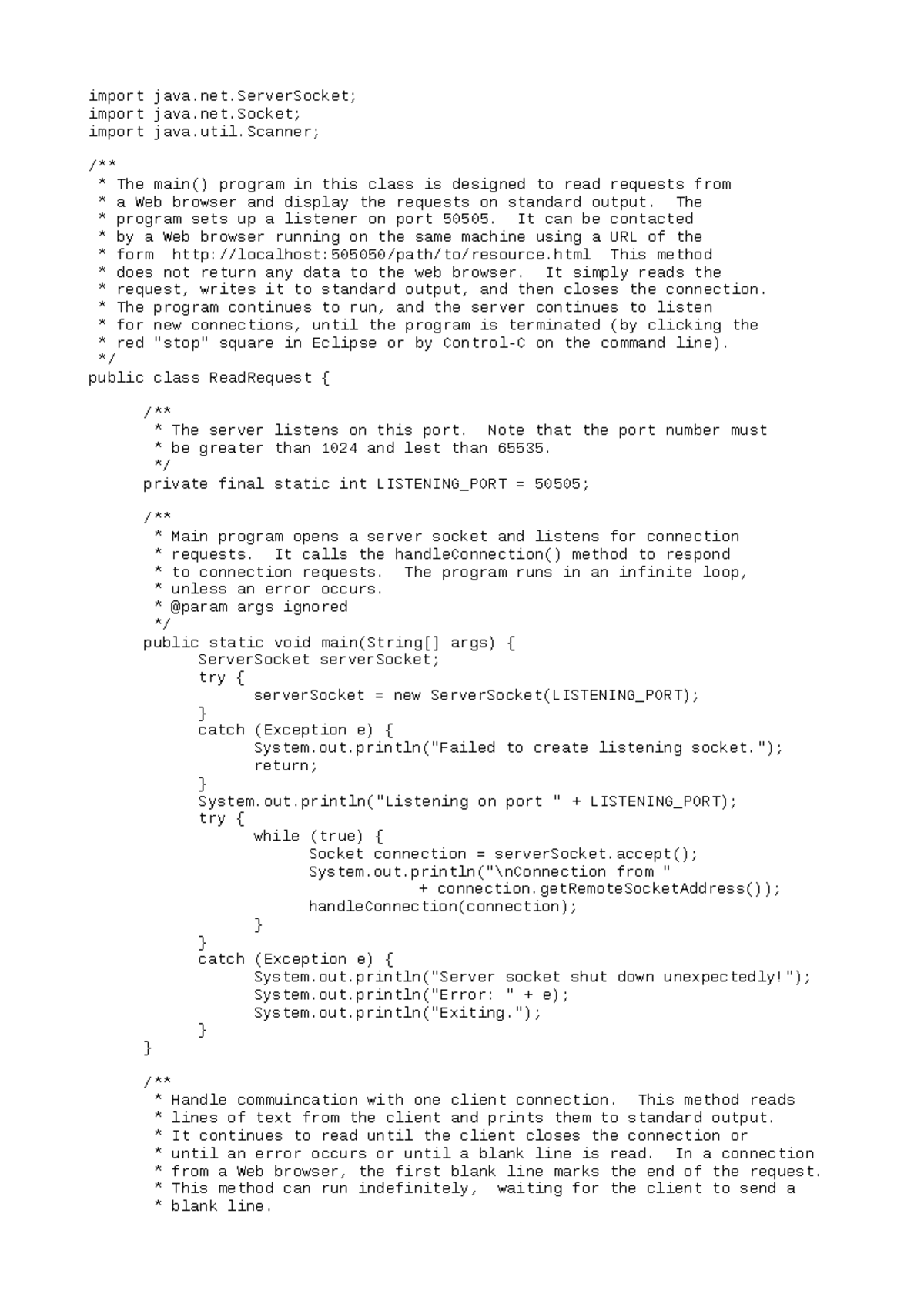 Read Request Read Request Read Request - import java.net; import java ...