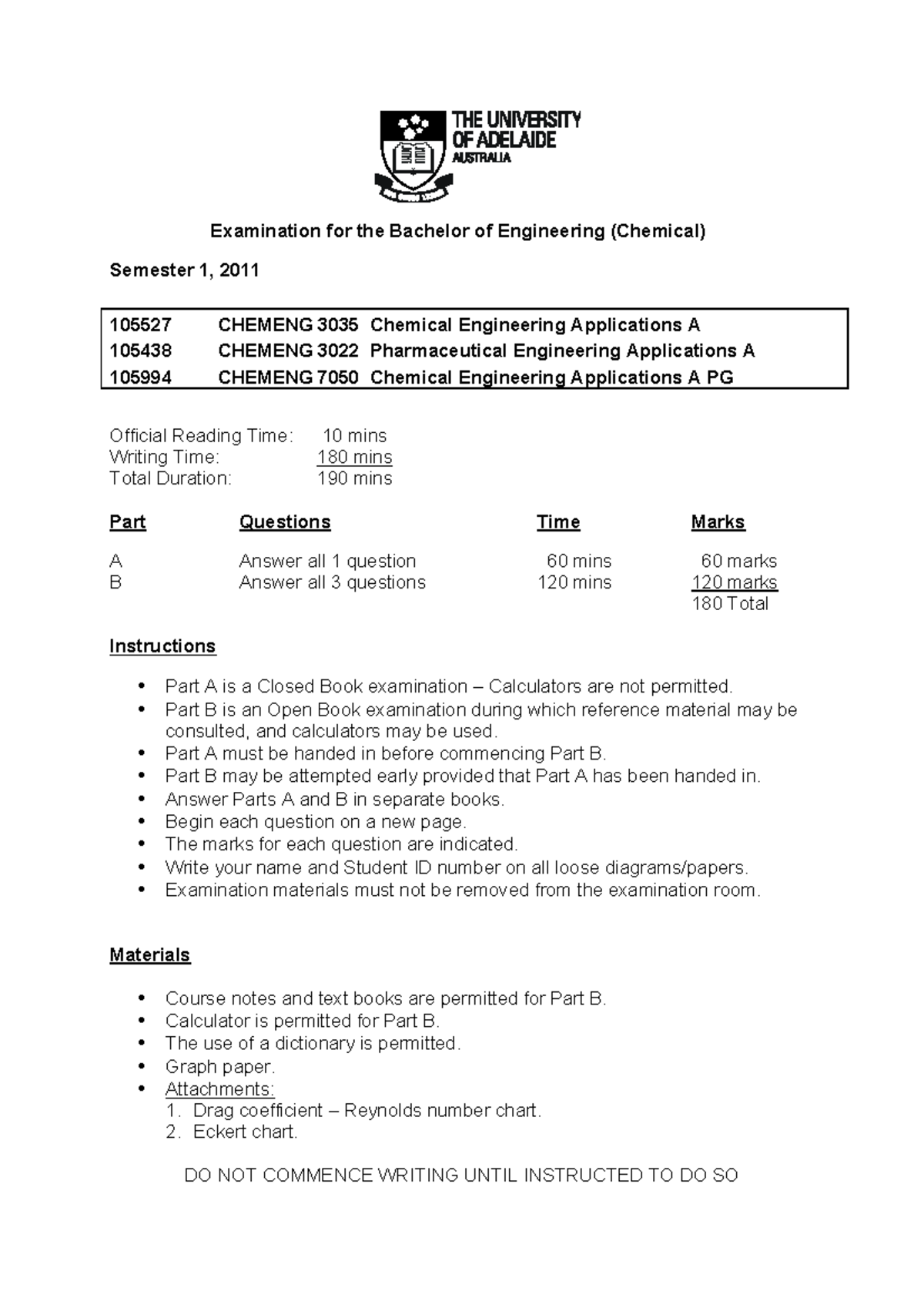 Exam 10 June 2011, questions - Examination for the Bachelor of ...