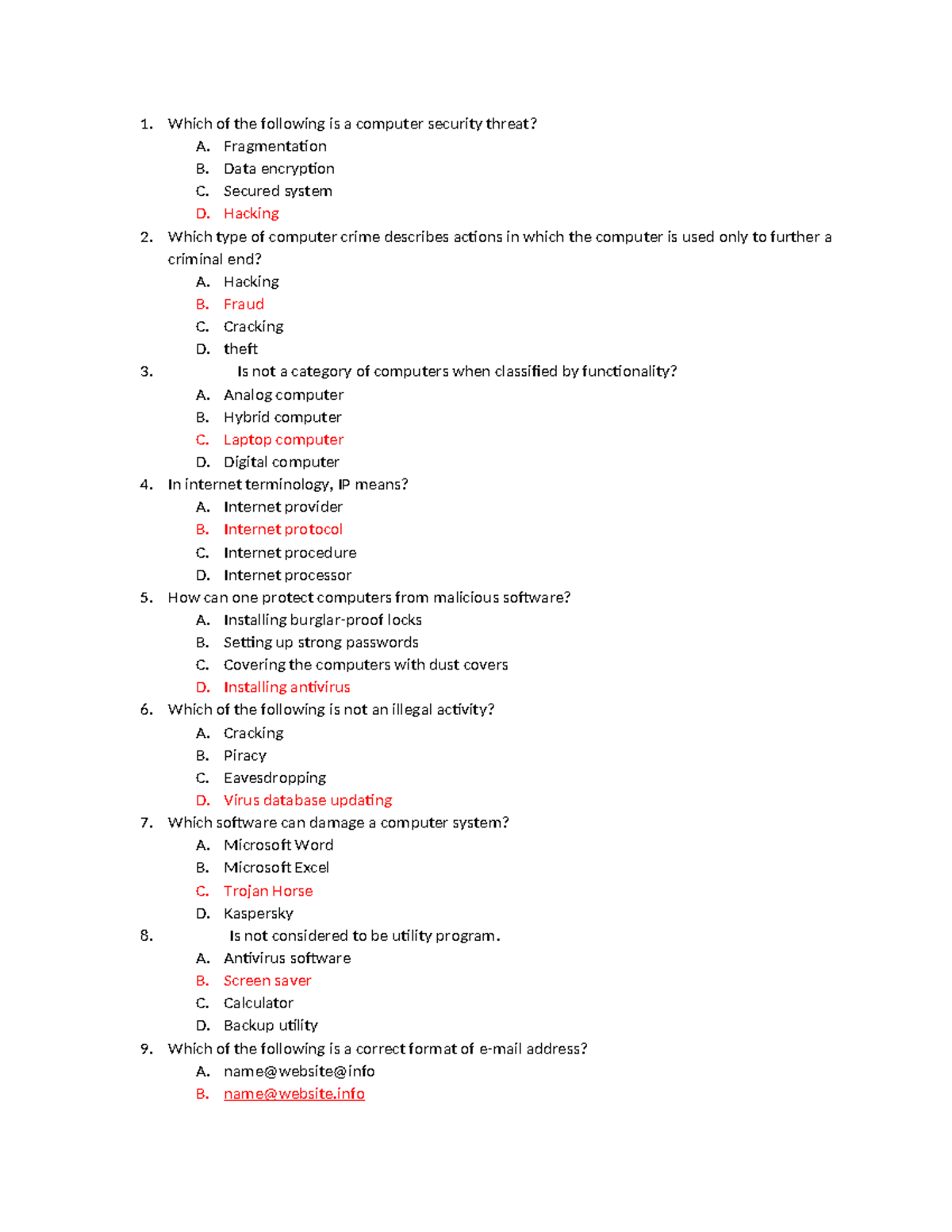 Digital Literacy - revision questions - Which of the following is a ...