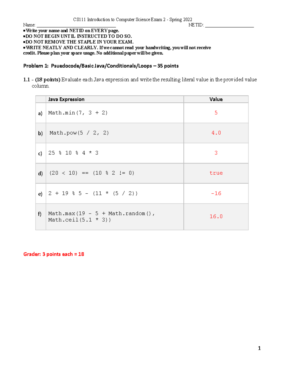Exam2-S22-Solutions - midterm practice material - Name: __________________________________ NETID ...