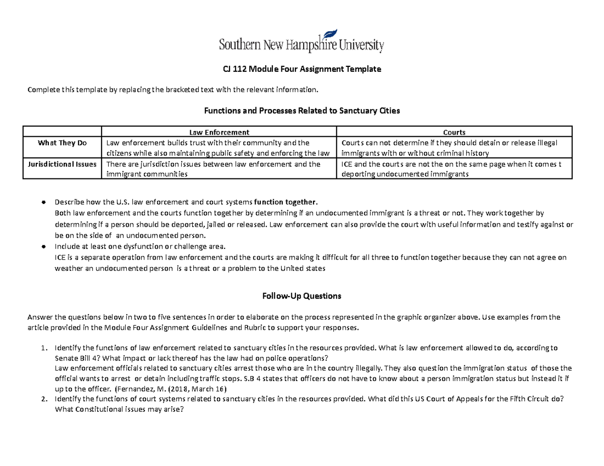 CJ 112 Module Four Assignment Template - CJ 112 Module Four Assignment ...