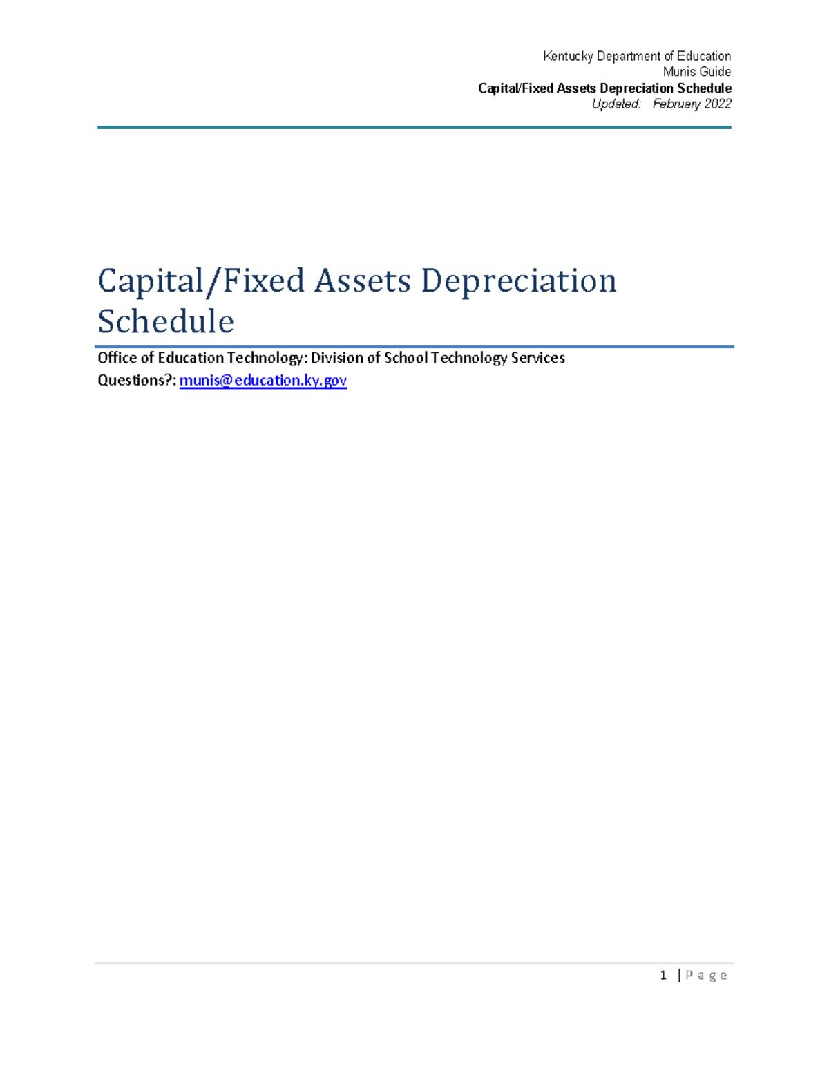Fixed Assets Depreciation Schedule - Munis Guide Capital/Fixed Assets ...