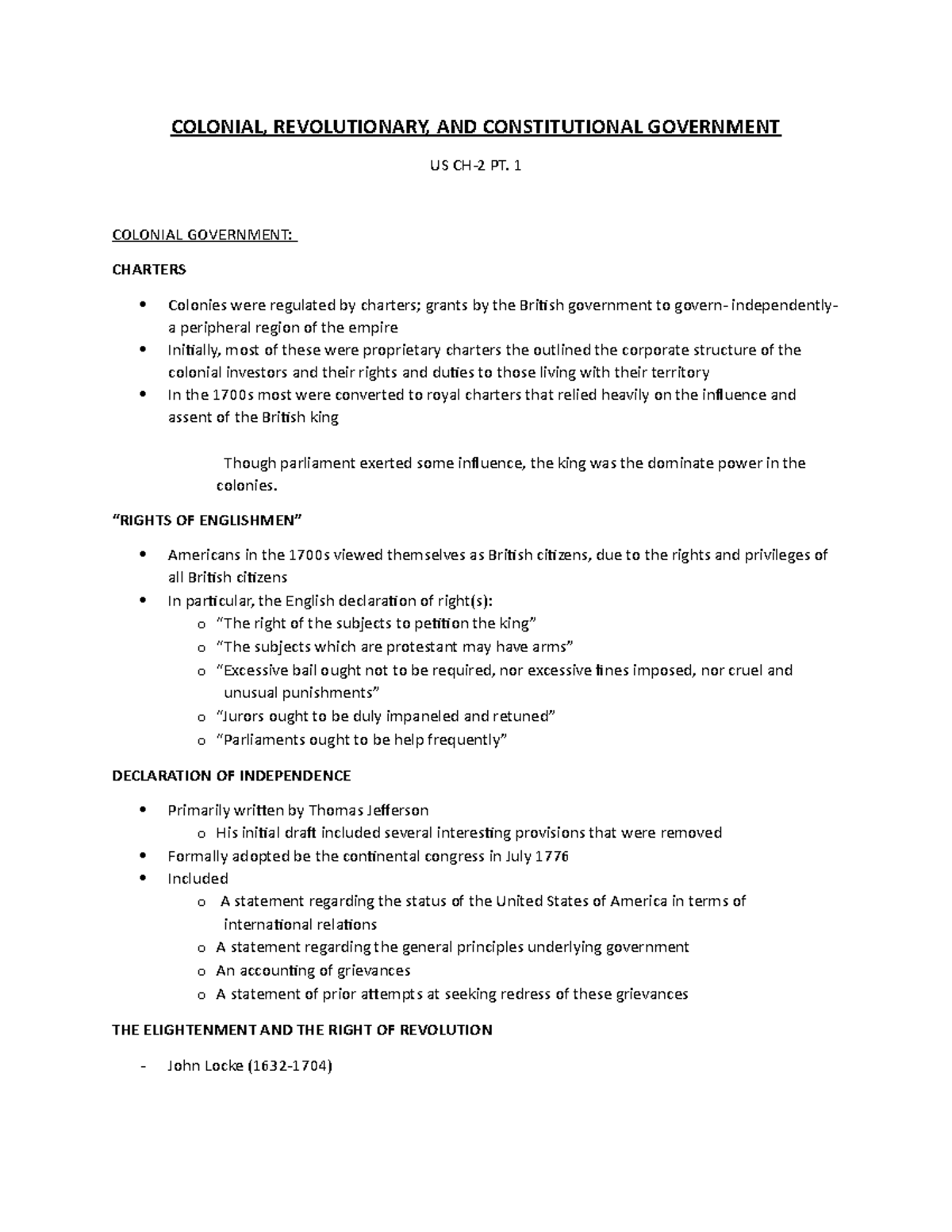 Colonial, Revolutionary, AND Constitutional Government - COLONIAL ...