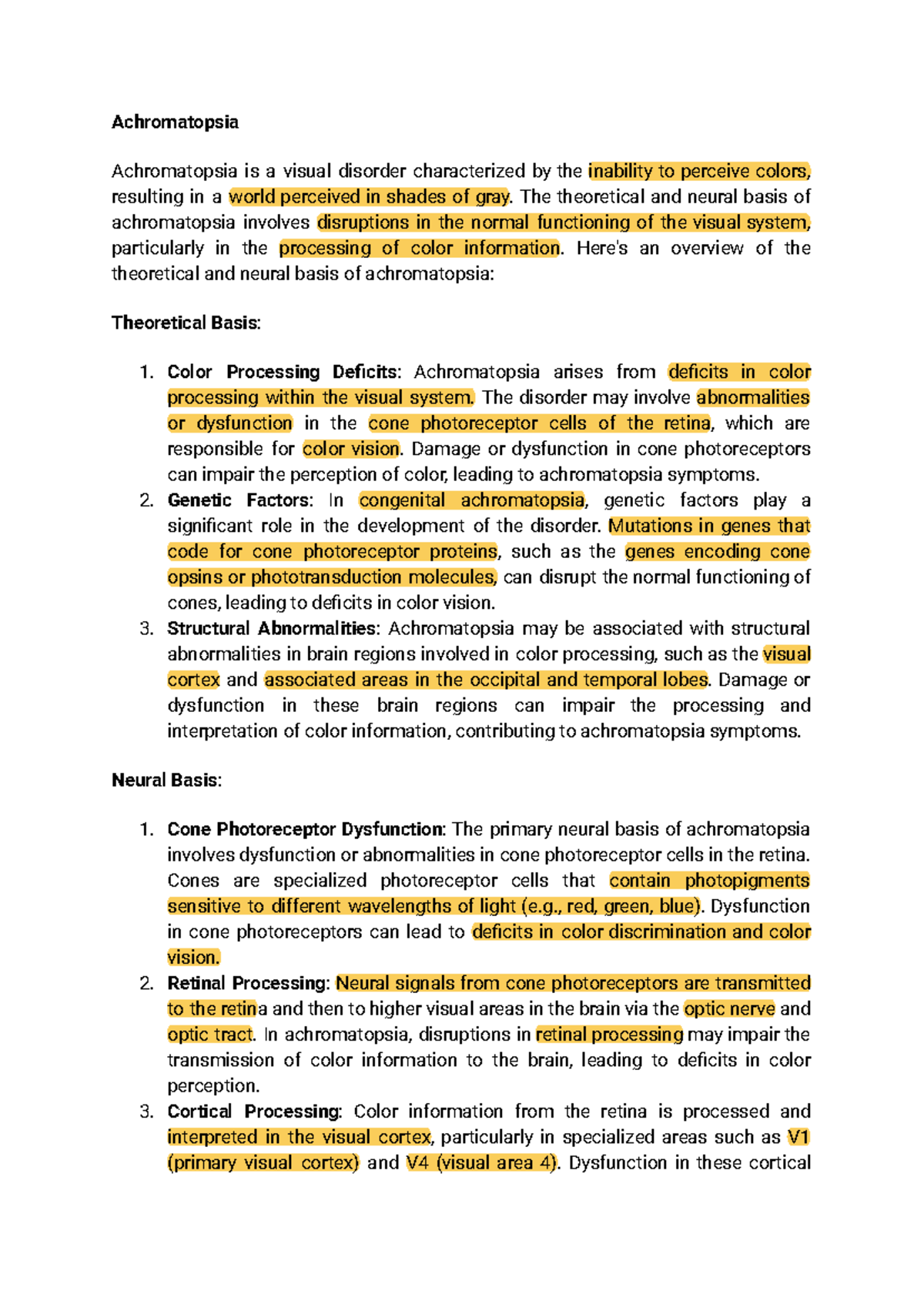 Perception Disorders - Achromatopsia Achromatopsia is a visual disorder ...
