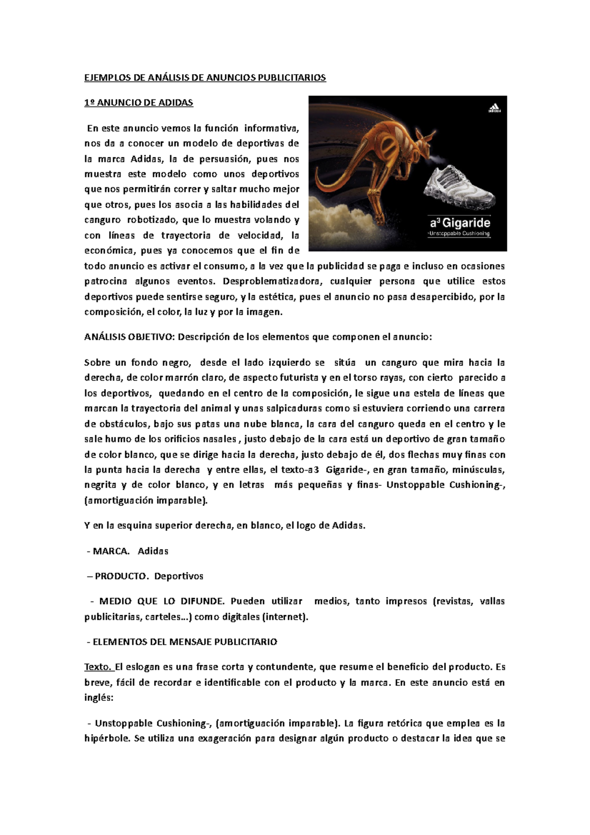 Análisis anuncios publicitarios - EJEMPLOS DE ANÁLISIS DE ANUNCIOS ...