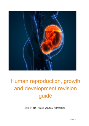 Human reproduction, growth and devlopment - RH33MR047 - Studocu