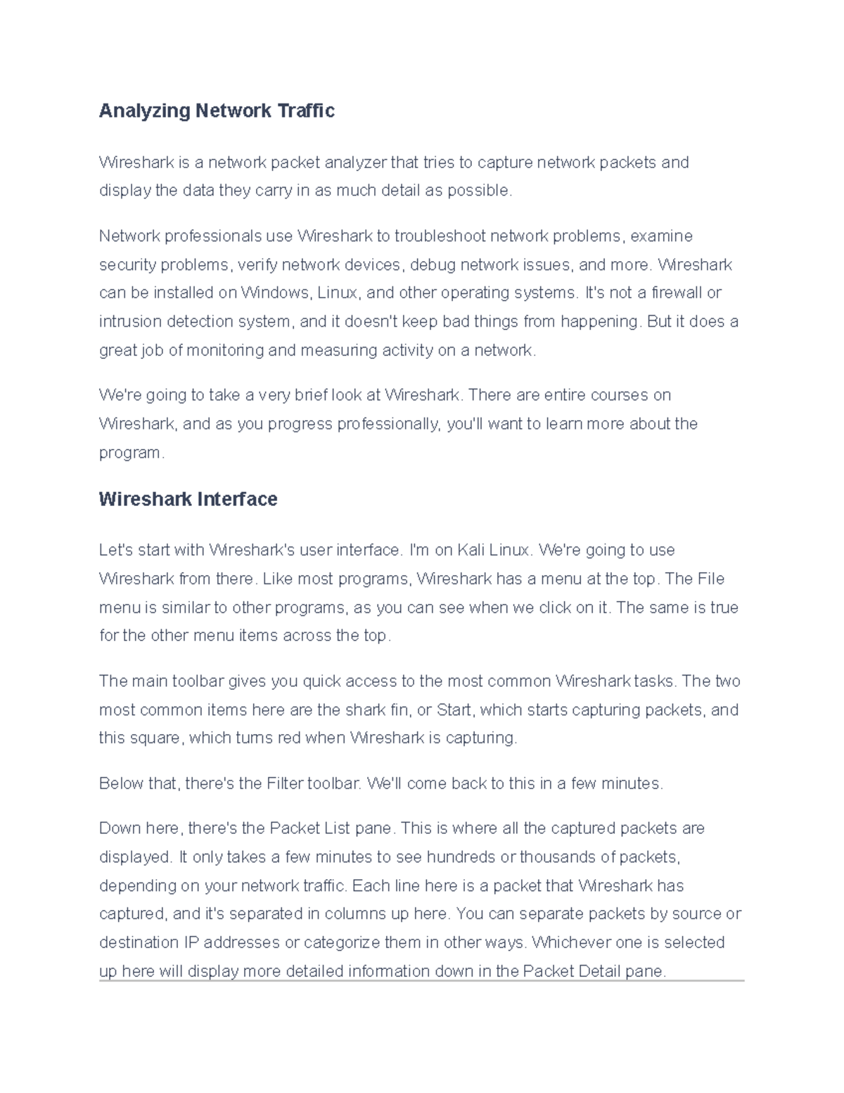 11 5 3 Analyzing Network Traffic Analyzing Network Traffic Wireshark Is A Network Packet