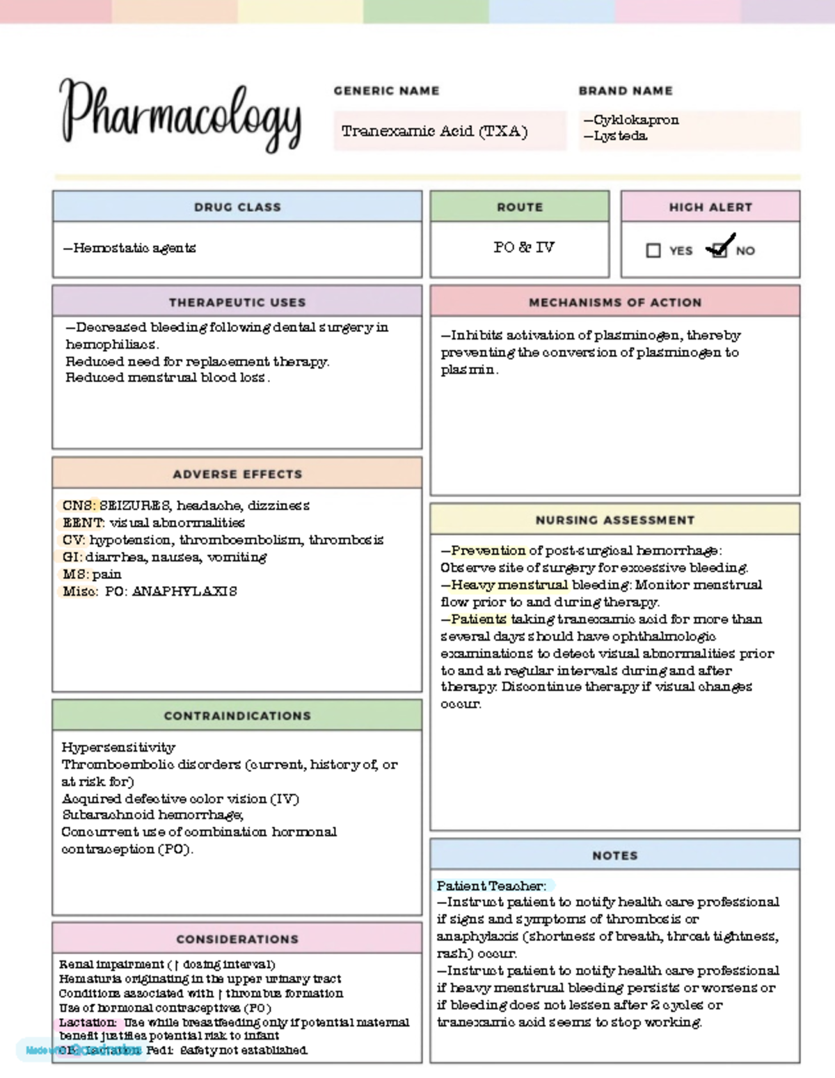 Tranexamic Acid (TXA) - —Cyklokapron Tranexamic Acid (TXA) —Lysteda ...