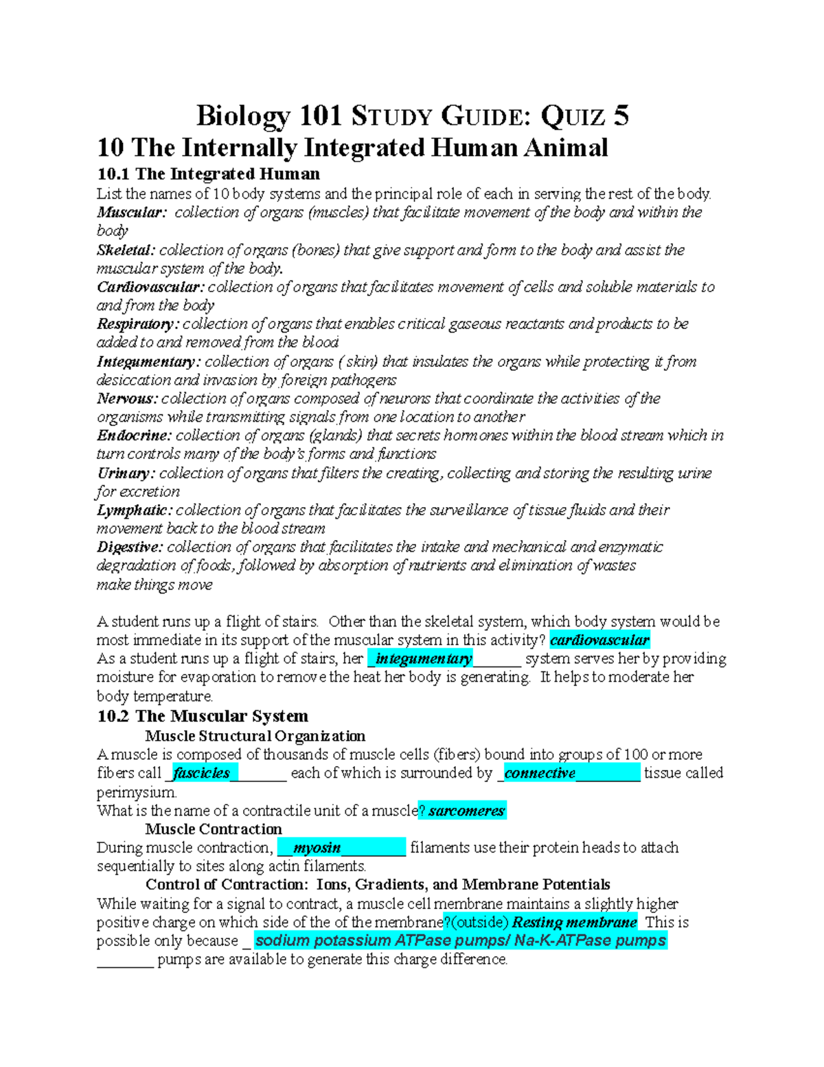 BIOL.Study Guide WK5 - Biology 101 STUDY GUIDE: QUIZ 5 10 The ...