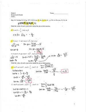 Trigonometry Practice Test with Explained Answers - TJ Math 4 Unit 2 ...