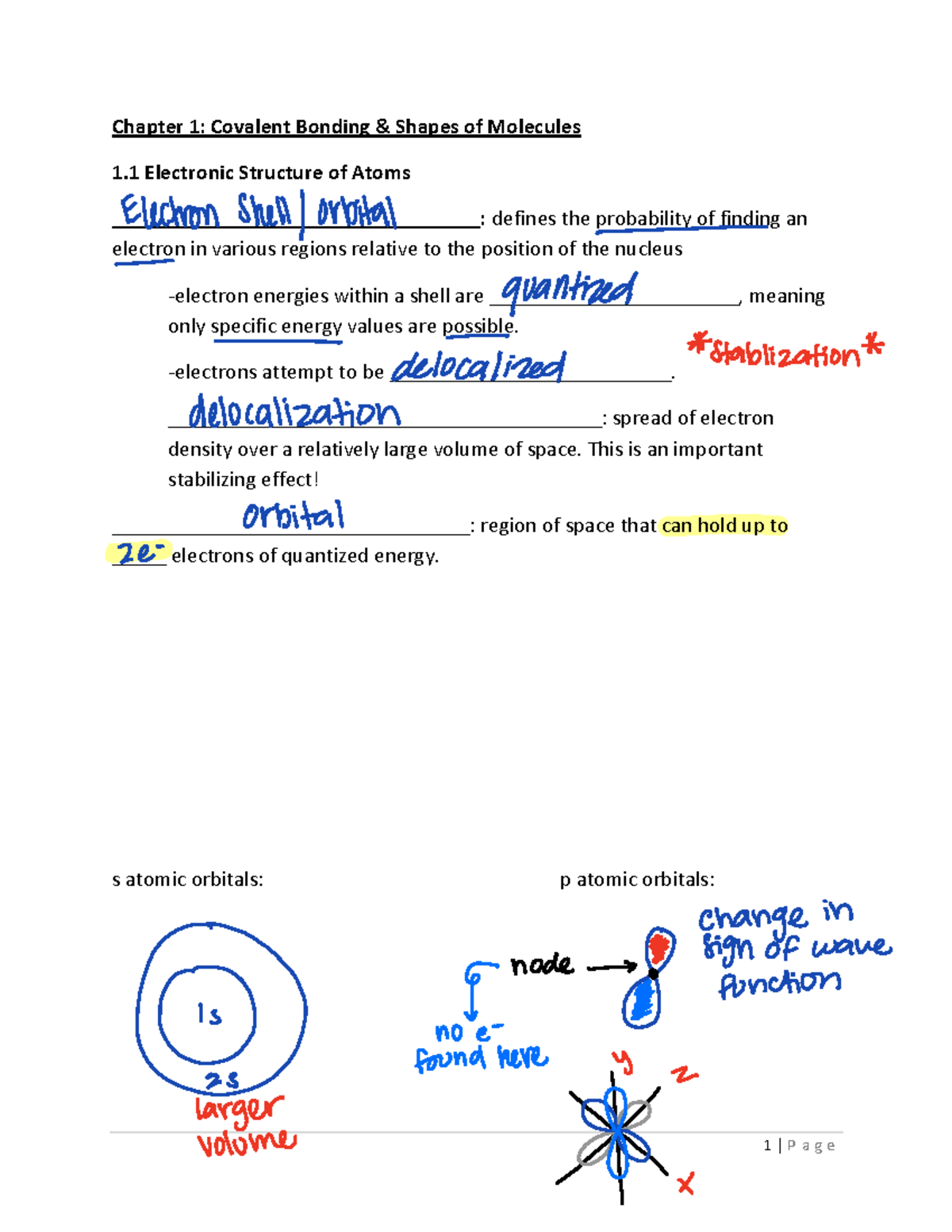 Ch 1 - Timothy Snowden - 1 | P a g e Chapter 1: Covalent Bonding ...