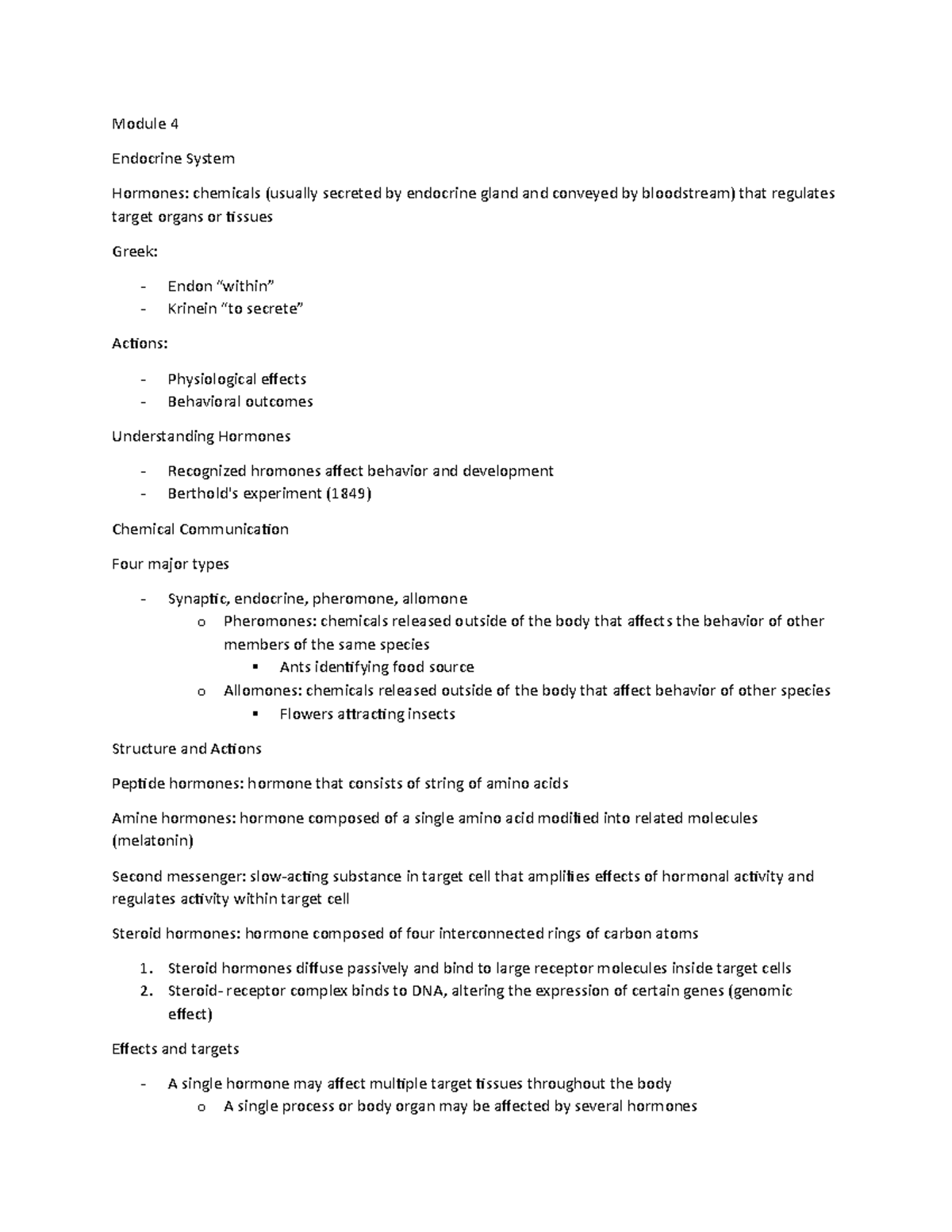 ANT Module 4 lecture 7 and 8 - Module 4 Endocrine System Hormones ...