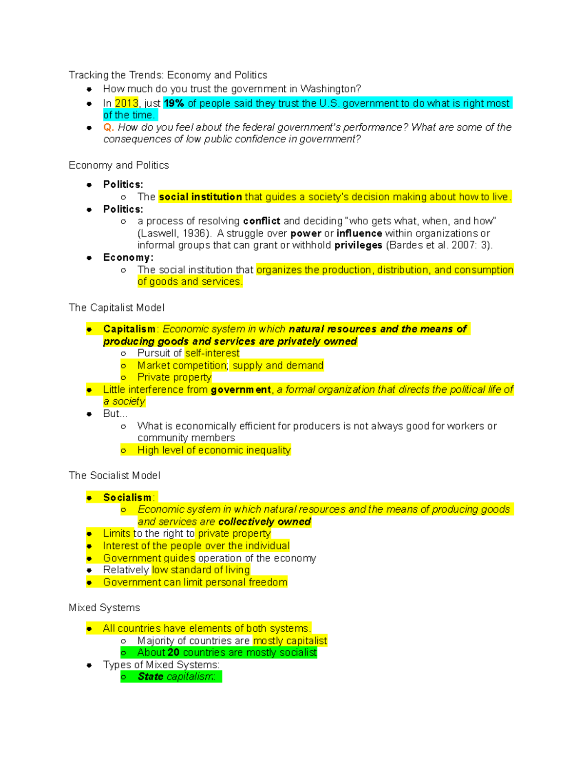 Chapter 10 Economy and Politics - SYP 2450 - FAU - Studocu