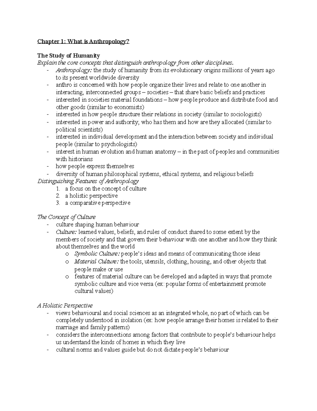 Unit 1 - Unit 1 detailed notes - Chapter 1: What is Anthropology? The ...