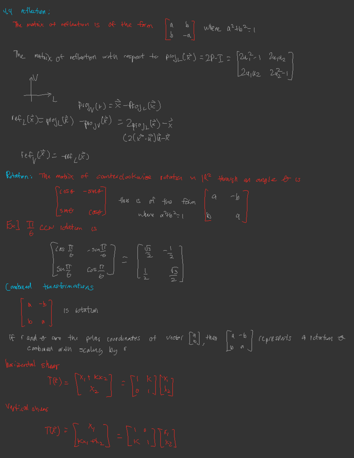 Linear Transformation Pt3 - 4 reflection: Thematrixofreflection is of ...