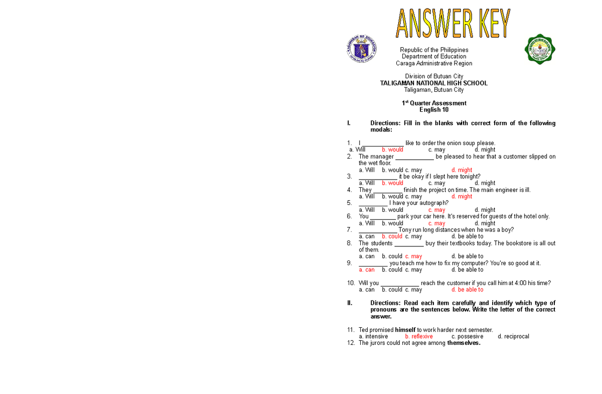 1stq exam booklet - for practice teaching - Republic of the Philippines ...