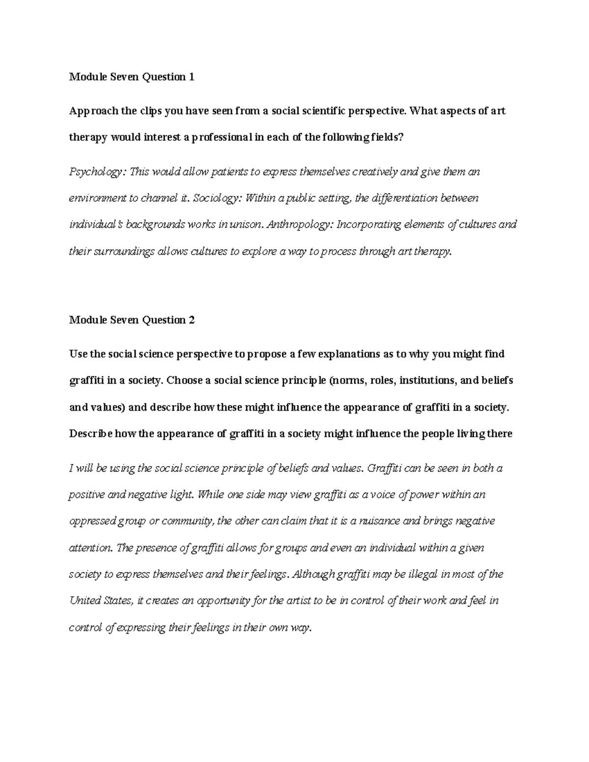 SCS 200 M7 Short Answers - Module Seven Question 1 Approach the clips ...