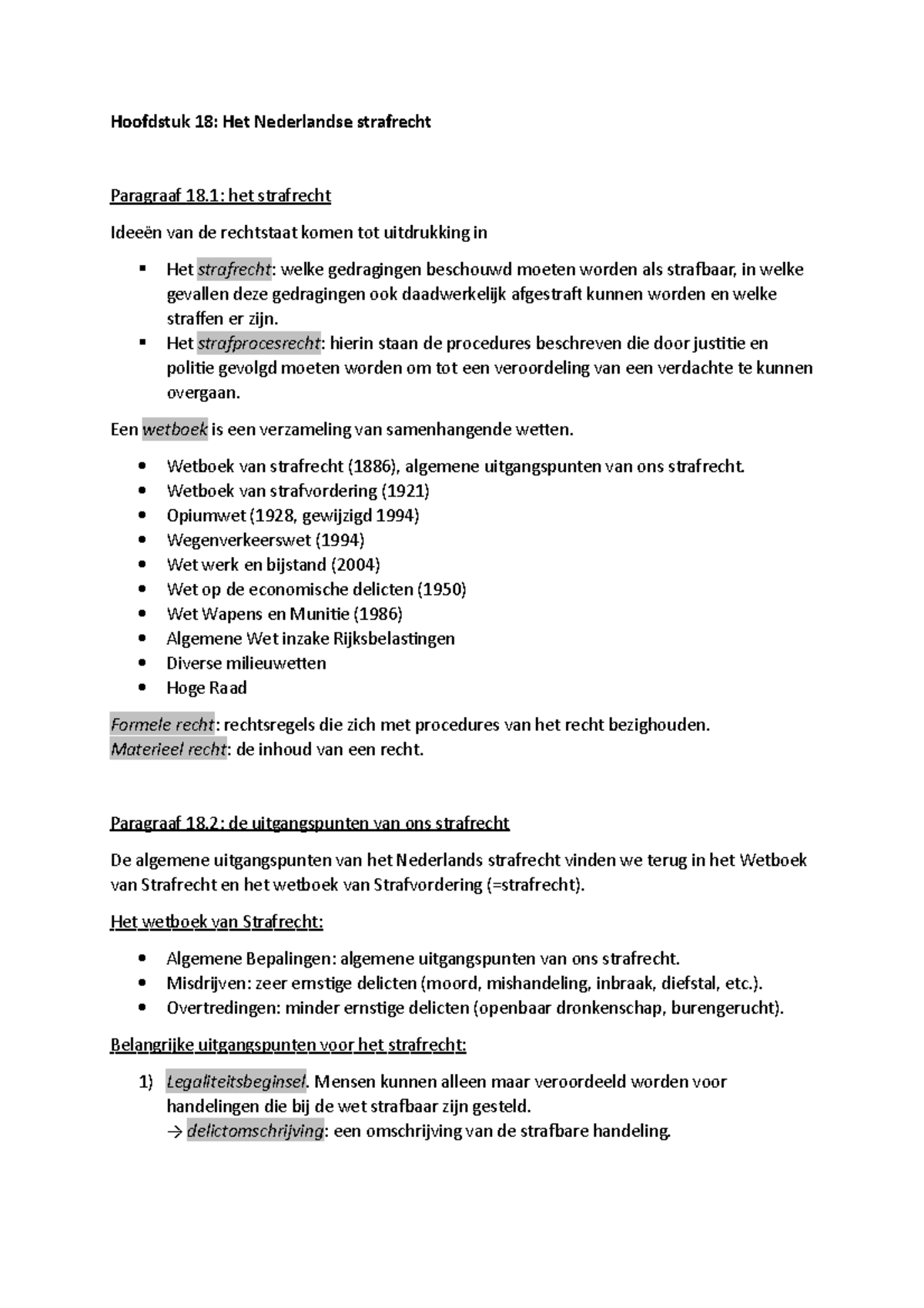 MA Hoofdstuk 18 - Hoofdstuk 18: Het Nederlandse strafrecht Paragraaf 18 ...