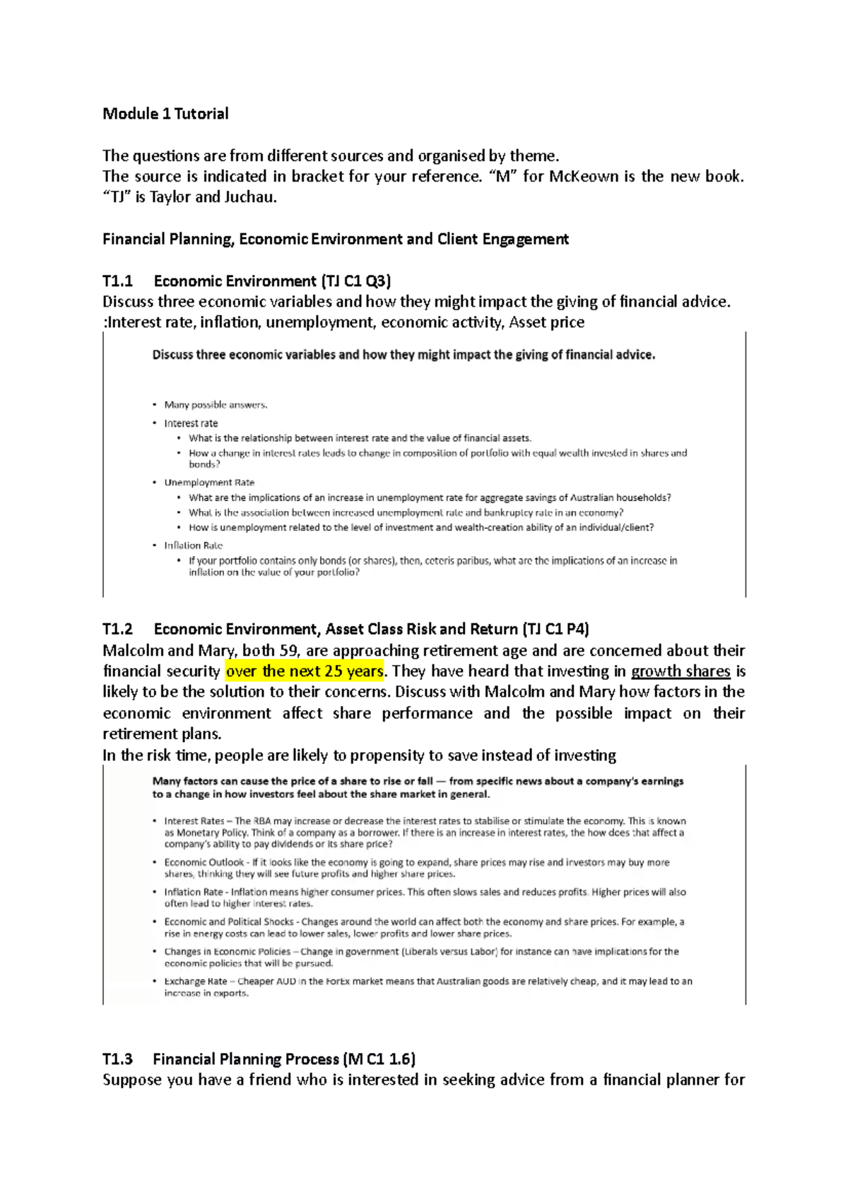 Tutorial M01 Questions - Module 1 Tutorial The questions are from ...