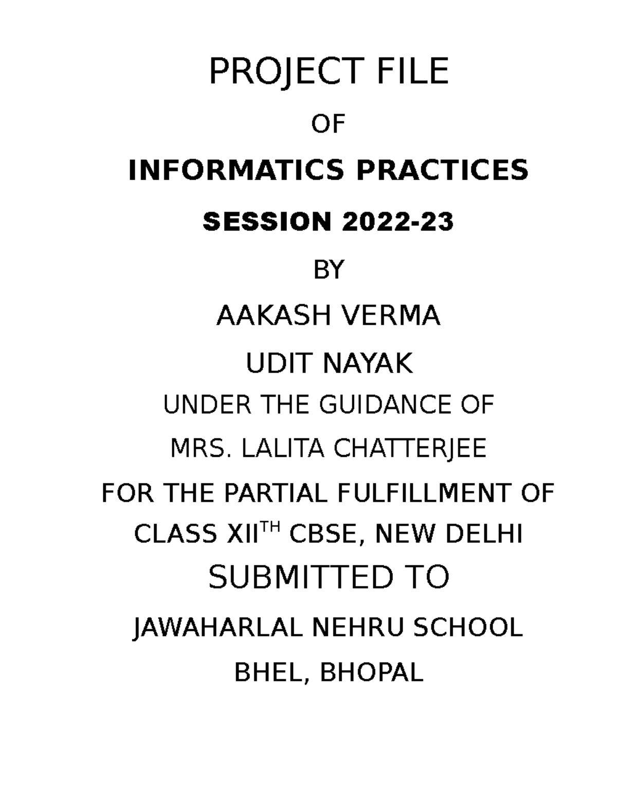 Final Spiral FILE Aakash - PROJECT FILE ####### OF INFORMATICS PRACTICES ####### SESSION 2022 ...
