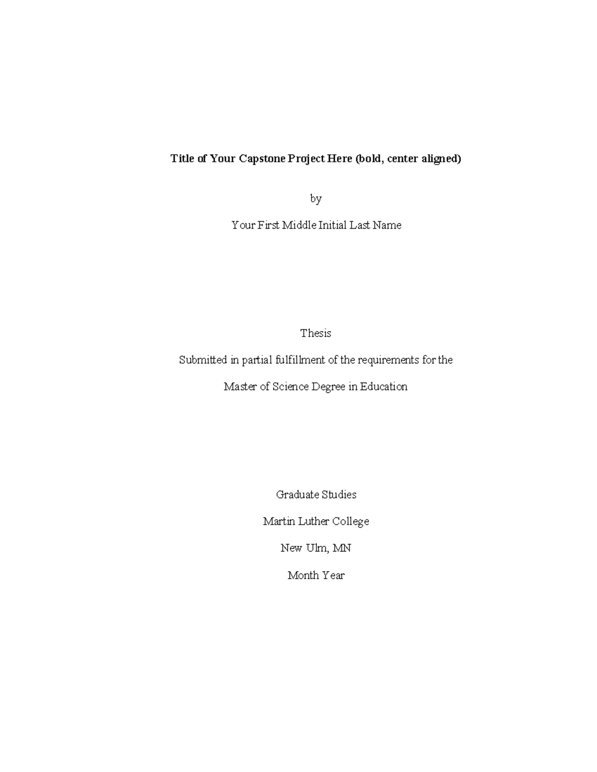 Thesis template - Title of Your Capstone Project Here (bold, center ...