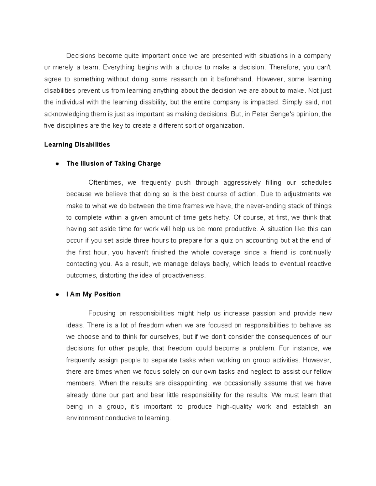 Identifying THE Problems - Decisions become quite important once we are ...