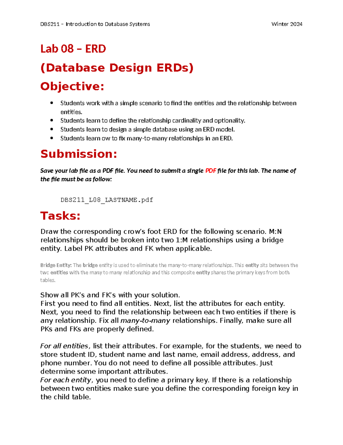 DBS 211 Lab08 ERD W24 - Has to do With sql queries - DBS211 – Introduction to Database Systems ...