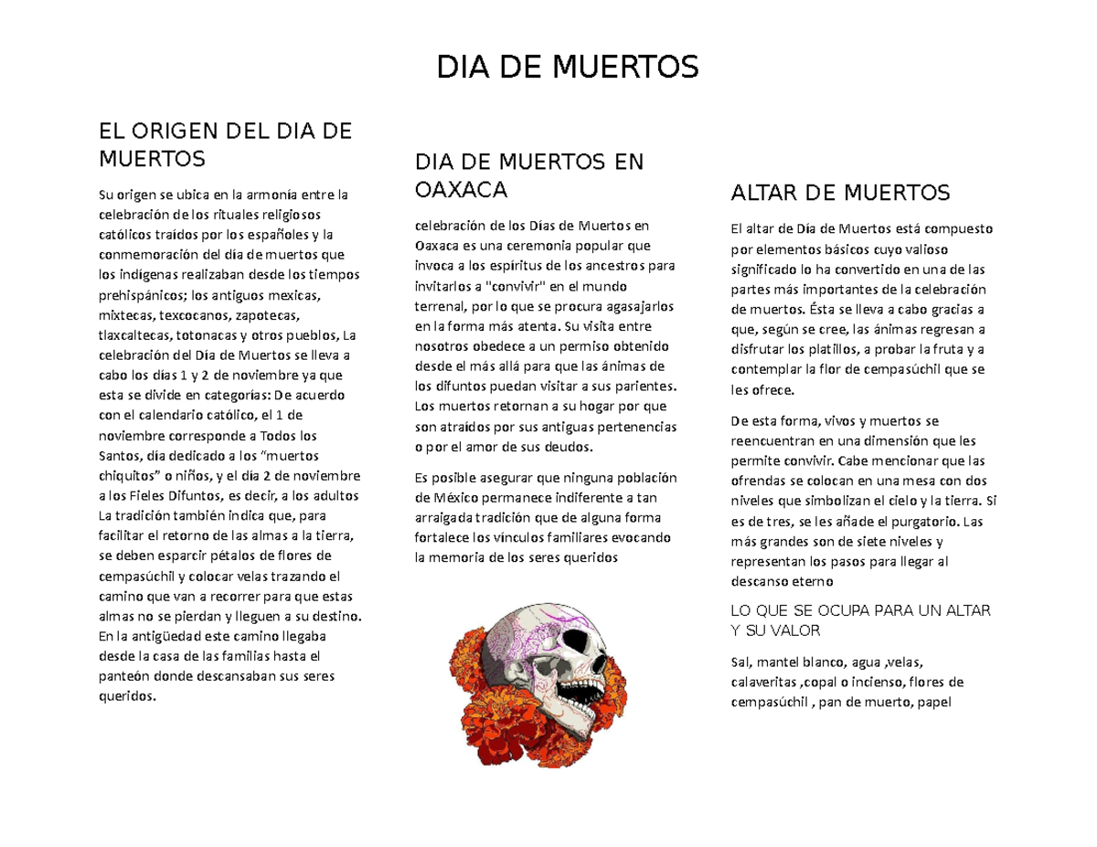 EL Origen DEL DIA DE Muertos - DIA DE MUERTOS EL ORIGEN DEL DIA DE ...