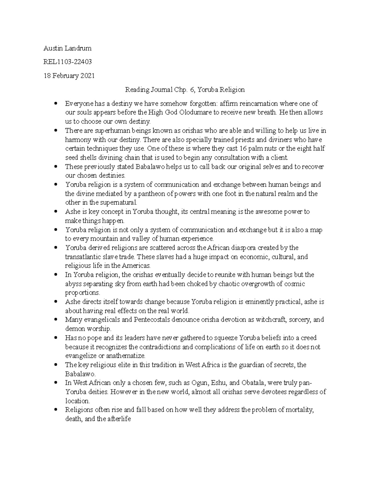 Yoruba Religion WR - God Is Not One - Austin Landrum REL1103- 18 ...