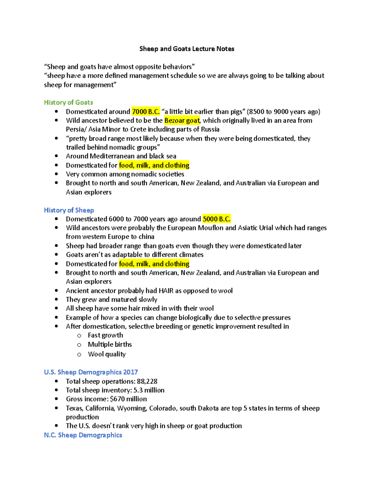 Sheep and Goats Lecture Notes - Sheep and Goats Lecture Notes “Sheep ...