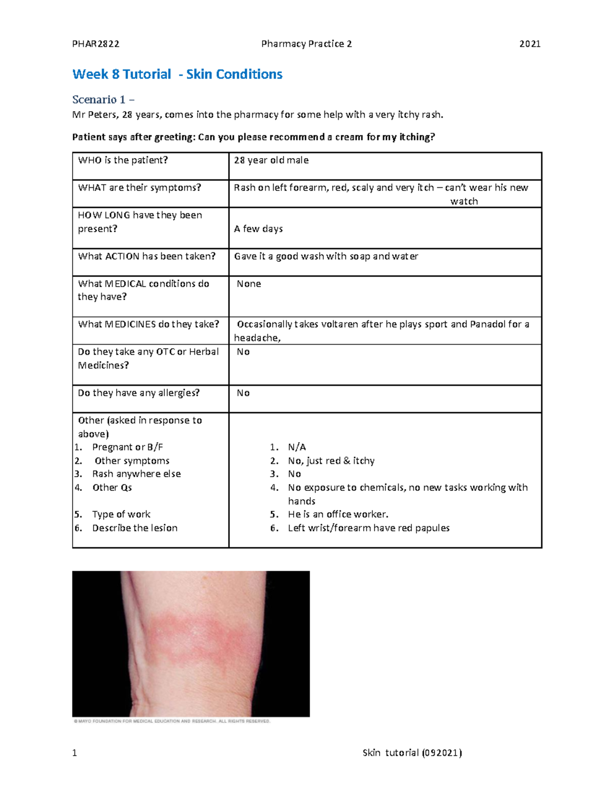 2822 Dermatology Patient Role-plays. share in tutorial students ...