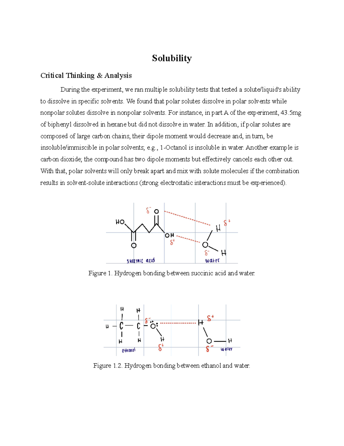 Solubility Postlab-2 - Organic Chemistry LAB section 322a/325a first ...