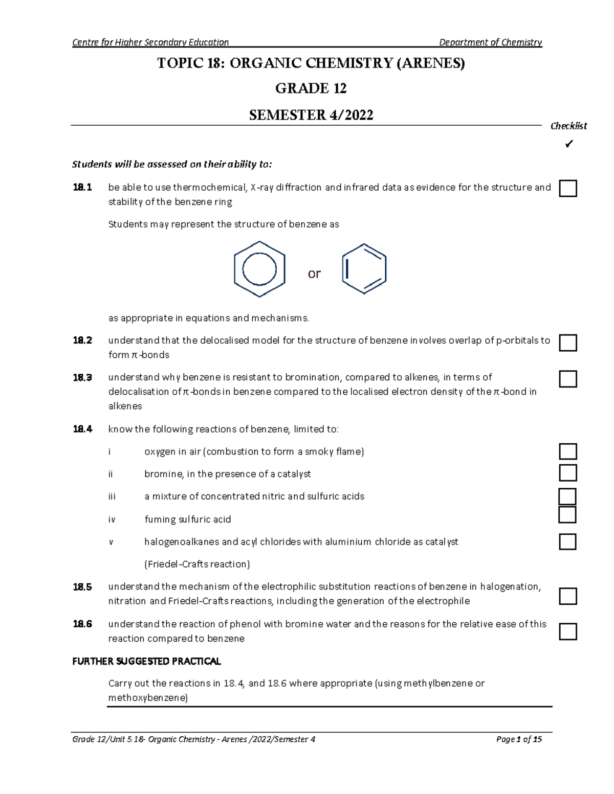 Organic chemistry - Arenes updated - TOPIC 18: ORGANIC CHEMISTRY ...