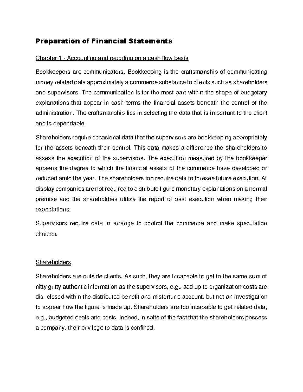 Summary - Preparation of Financial Statements-1 - Preparation of ...