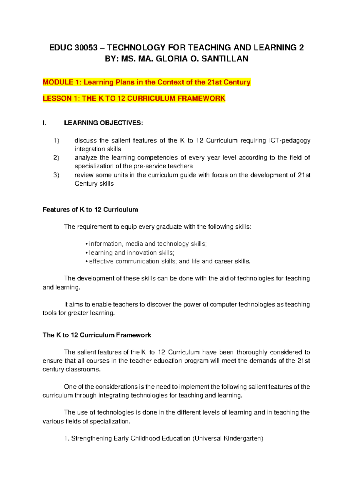 3-1 TTL2 (M1 to M3) - EDUC 30053 – TECHNOLOGY FOR TEACHING AND LEARNING 2 BY: MS. MA. GLORIA O ...