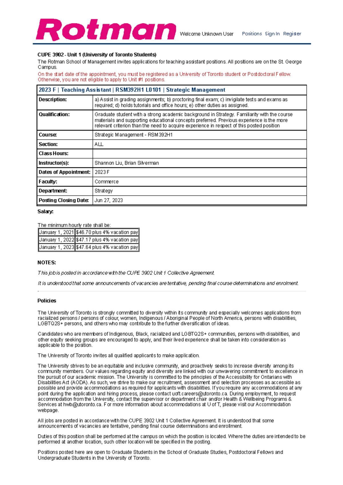 TA Positions - Apply - TA position - Rsm392H1 - U of T - Studocu