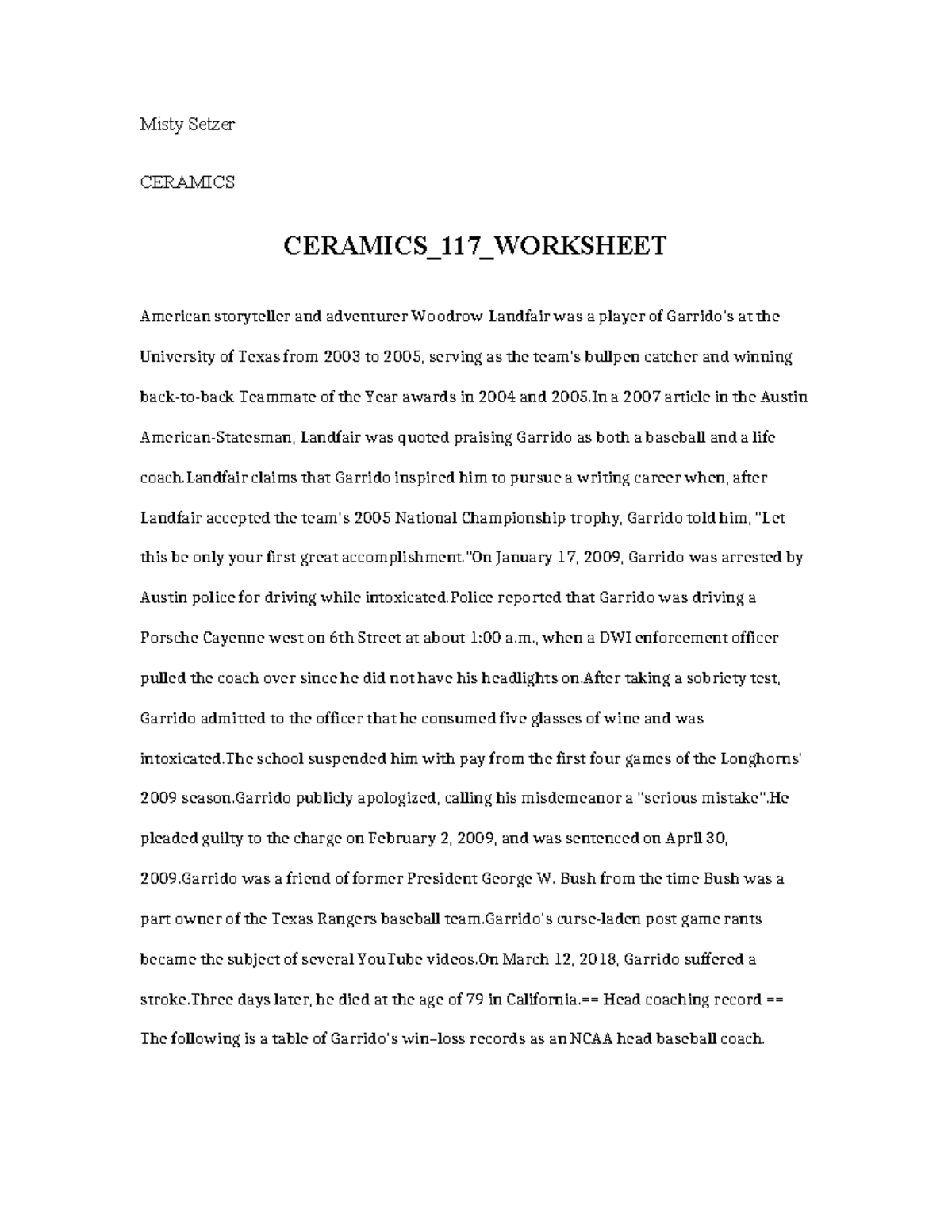 Ceramics 117 Worksheet - Misty Setzer CERAMICS CERAMICS_117_WORKSHEET ...