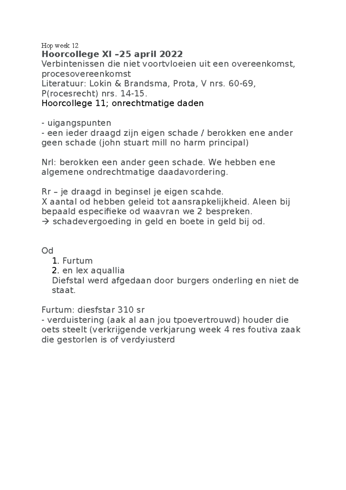 Hop week 12 - bb kkhi kjjbb hvjh - Hop week 12 Hoorcollege XI –25 april ...