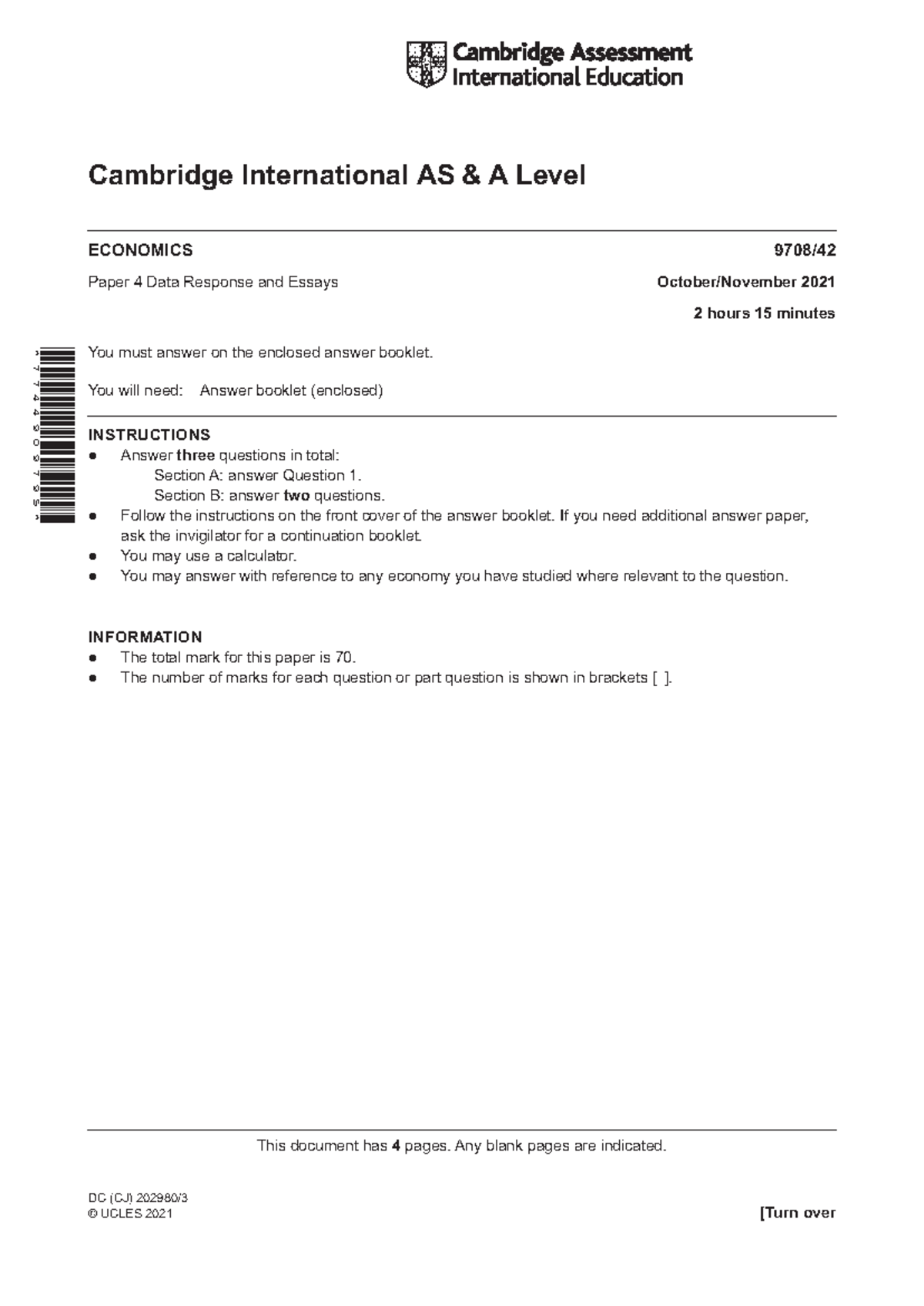 9708 w21 qp 42 - past paper for october november series 9708 42 - This ...
