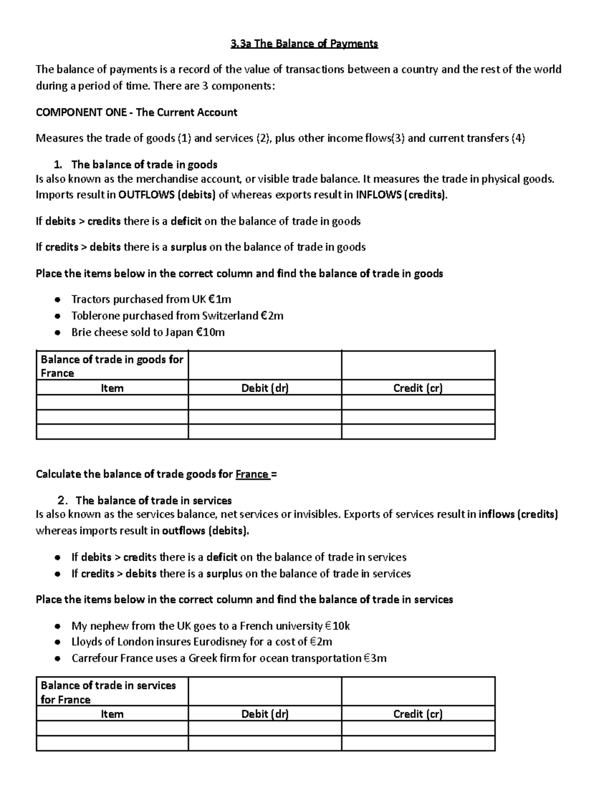 3.3a The Balance of Payments - 3 The Balance of Payments The balance of ...