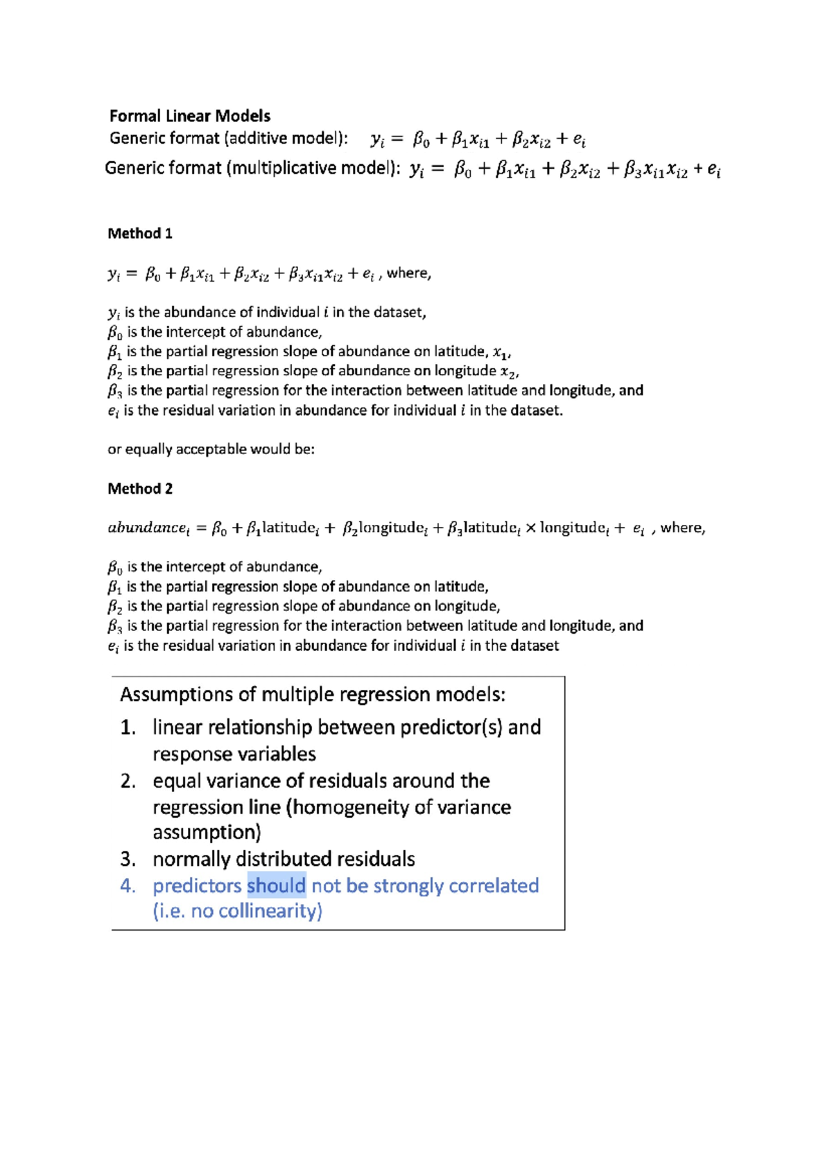 Regression Coefficient - BIOL2006 - Studocu