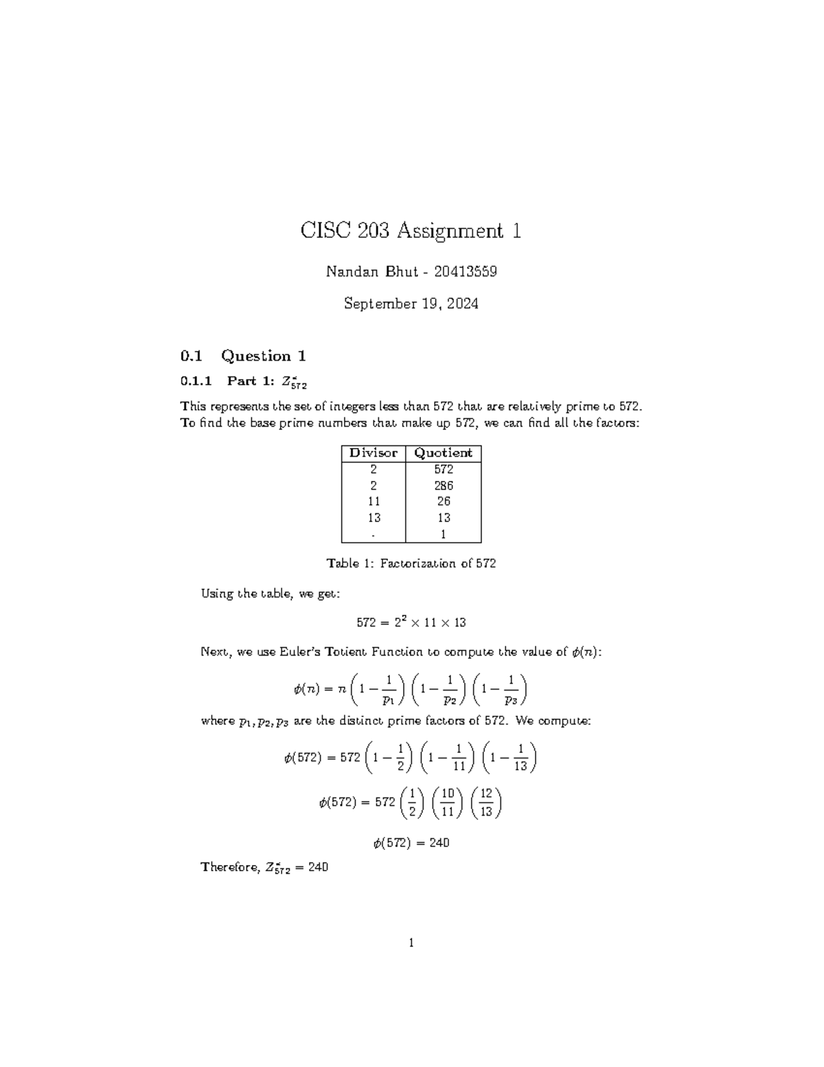CISC 203 Assignment 1 - CISC 203 Assignment 1 Nandan Bhut - 20413559 September 19, 2024 0 ...