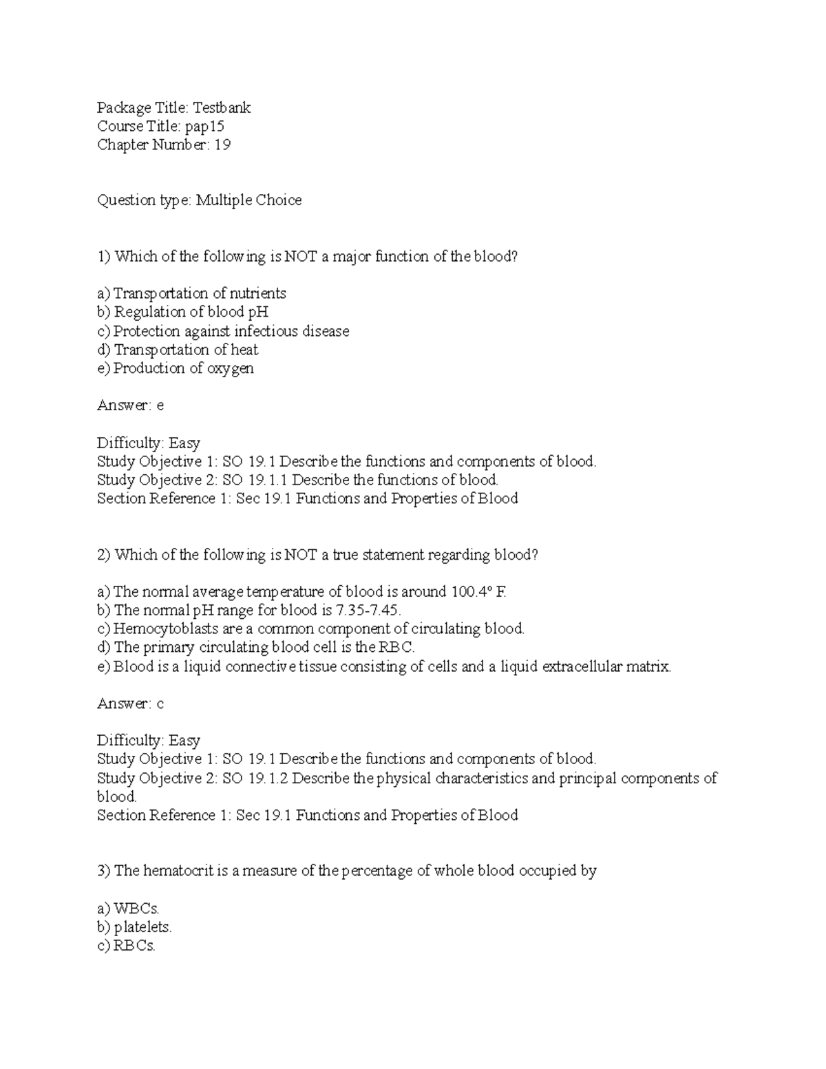 Sample/practice exam 2018, questions and answers - Package Title ...