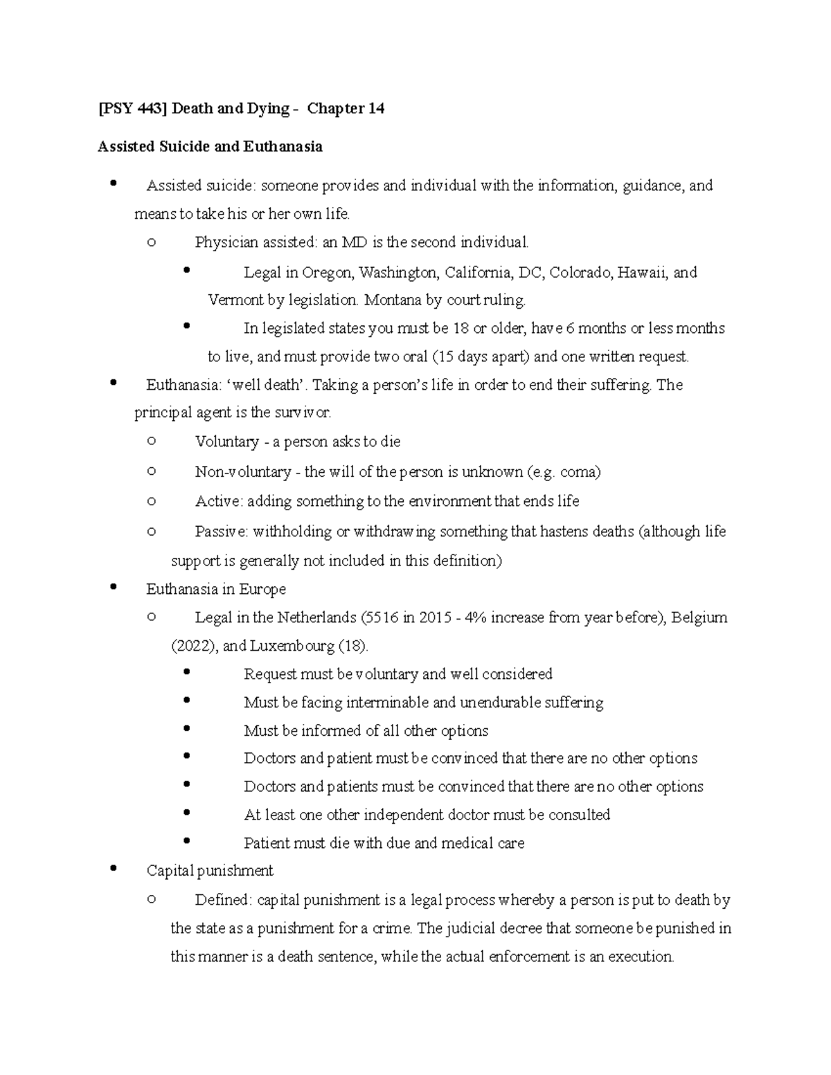 [PSY 443] Death and Dying - Chapter 14 - [PSY 443] Death and Dying ...