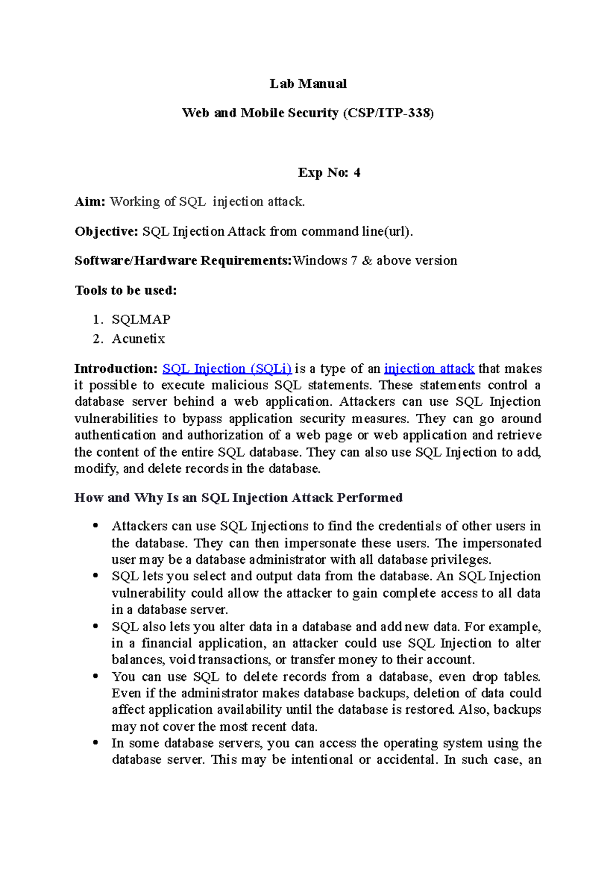 Experiment 4 Cse Lab Manual Web And Mobile Security Cspitp 338 Exp No 4 Aim Working Of
