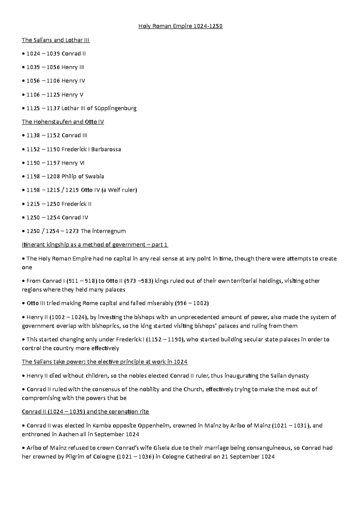 Holy Roman Empire 1024-1250 - Holy Roman Empire 1024- The Salians and ...