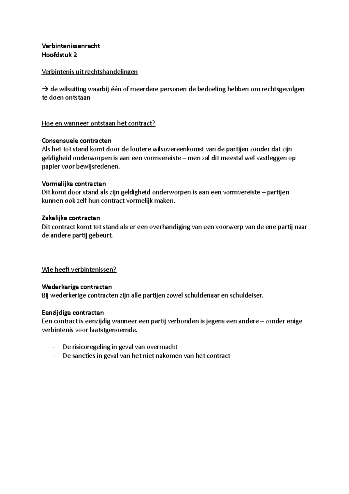 H2 verbintenis - hoofdstuk 2 - Verbintenissenrecht Hoofdstuk 2 ...