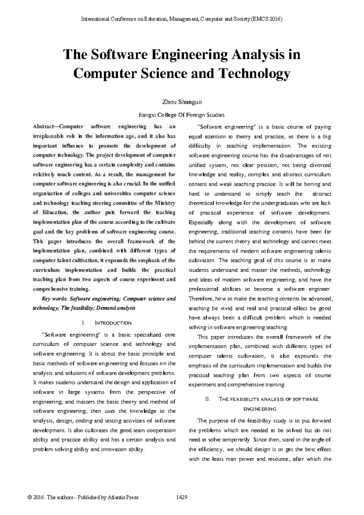 25848893 - research project - The Software Engineering Analysis in Computer Science and ...